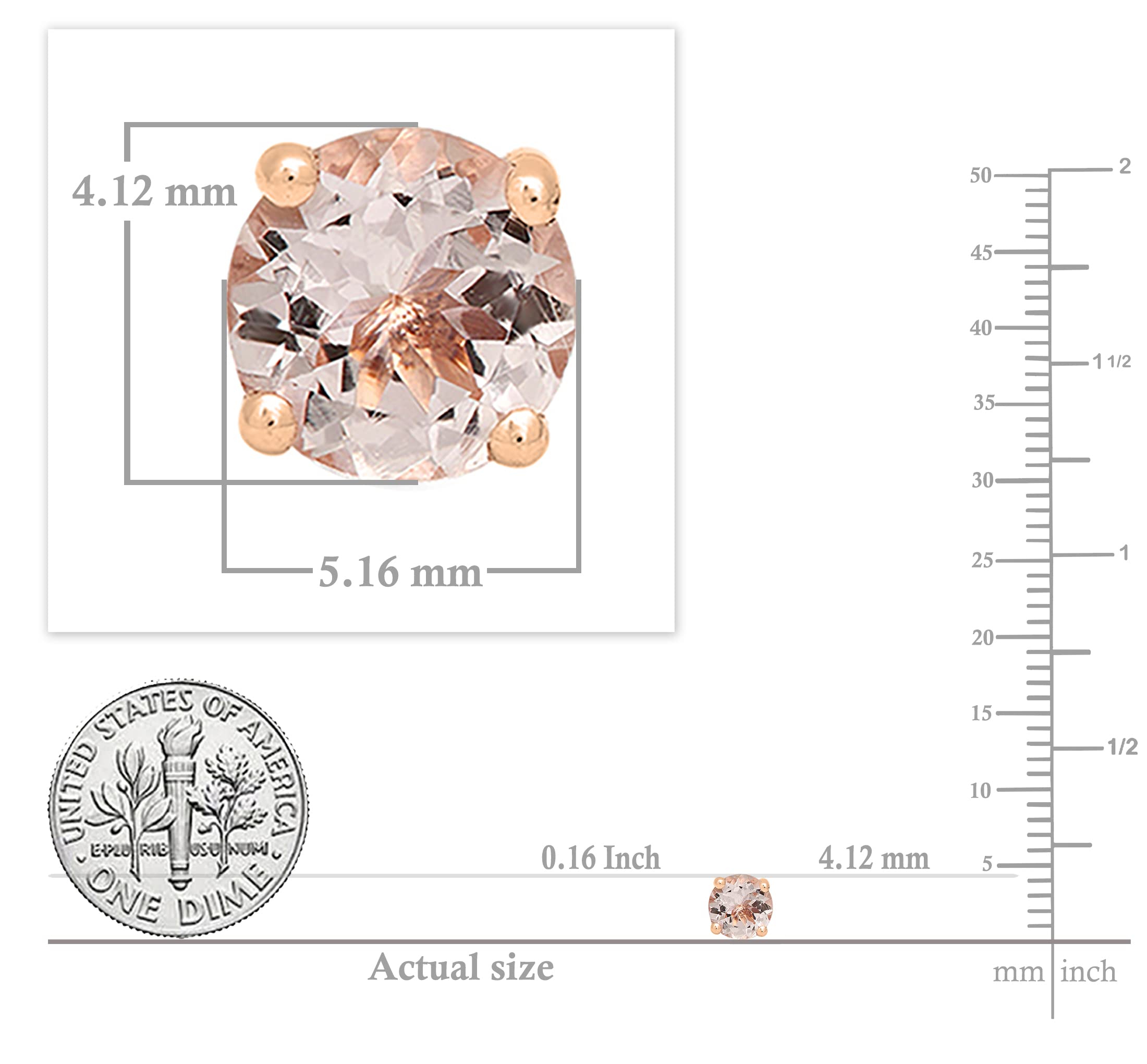 Dazzlingrock Collection 5mm Each Round Morganite Solitaire Stud Earrings for Women in 18K Rose Gold in Screw Back
