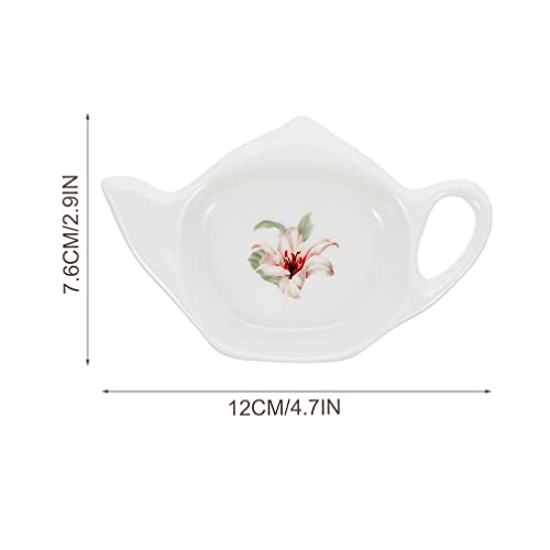 Tea Spoon Rest Jewelry Tray Ceramic Teabag Holder, Tea Bag Holder Teapot Shaped Resting Saucer Spoon Rests Teabag Saucer Seasoning Dish Loose Tea Dish Jewelry Organizer Stand