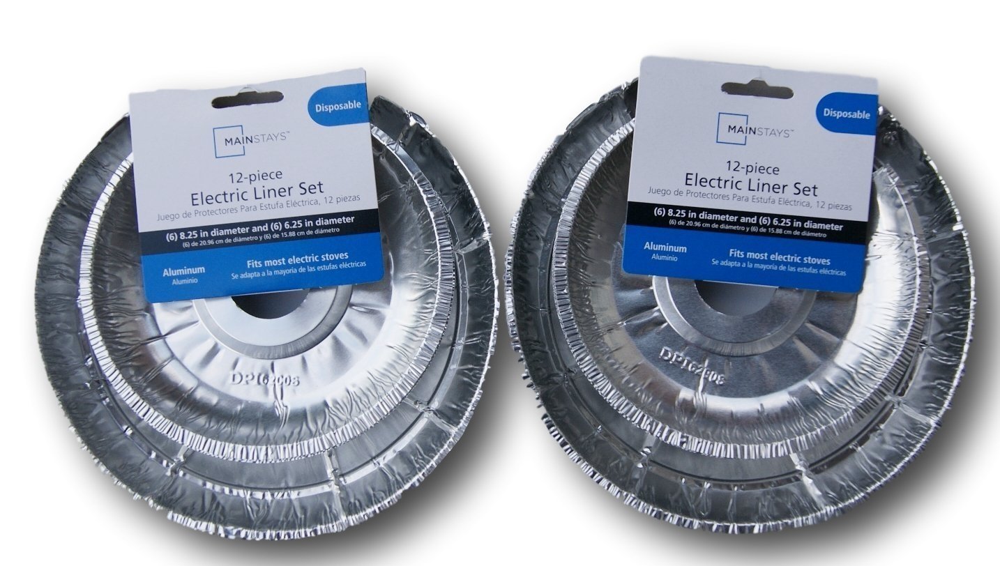 The Basics 24 Piece Electric Stove Disposable Drip Pan Liner Set, Silver