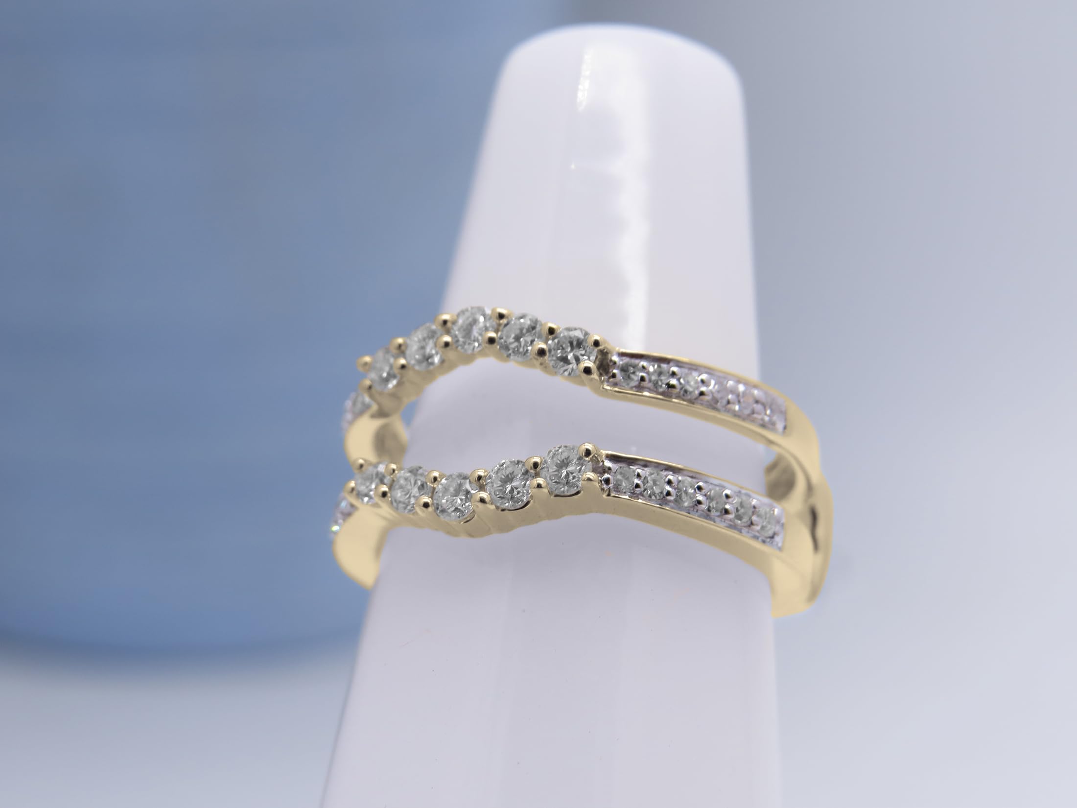 Dazzlingrock Collection 0.50 Carat (Cttw) Round White Diamond Chevron Enhancer Ring for Women in 14K Yellow Gold Size 6.5