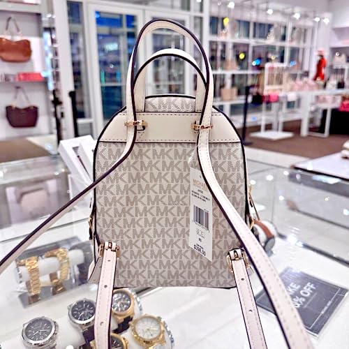 Michael Kors Jaycee XS Mini Convertible Backpack MK Signature Crossbody (Light Cream)