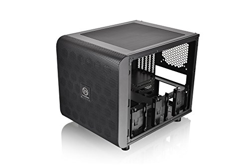 Thermaltake Core V21 SPCC Micro ATX, Mini ITX Cube Gaming Computer Case Chassis, Small Form Factor Builds, 200mm Front Fan Pre-installed, CA-1D5-00S1WN-00 Black