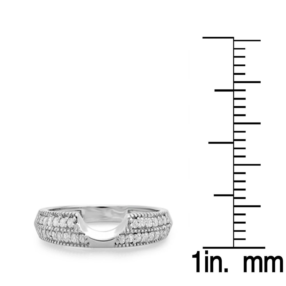 Dazzlingrock Collection 0.25 Carat (Cttw) 14K Round Diamond Women Wedding Enhancer Ring Guard Ring 1/4 CT, White Gold, Size 8