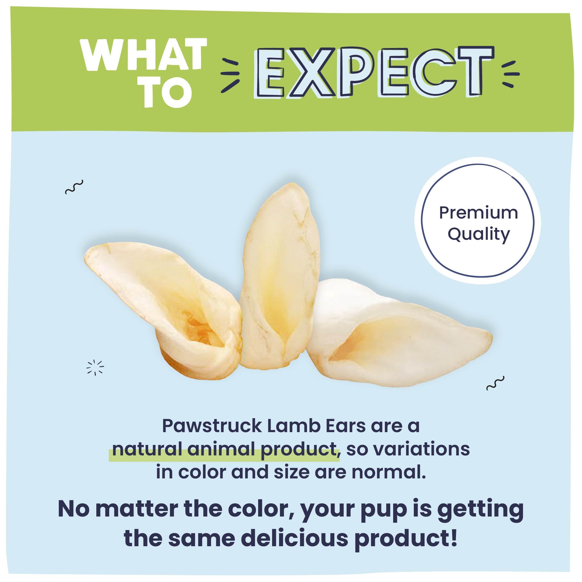 Pawstruck Natural Lamb Ears Chew Treats for Small & Medium Dogs - Healthy Low Fat, No Artificial Preservatives, Single Ingredient, Highly Digestible Animal Ear - 10 Count - Packaging May Vary