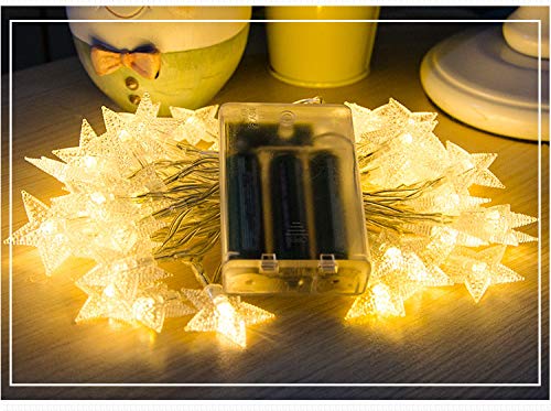 E-lishine 19ft /40LED Stars String Light Battery Operated,Decorative Stars Lights for Home, Party, Christmas, Wedding, Garden (19, Warm White)