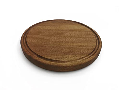 Double-sided Reversible Walnut Wood Cutting Board and Cheese Table by hachka, Round Wooden Charcuterie, Service Table, and Cutting Board.