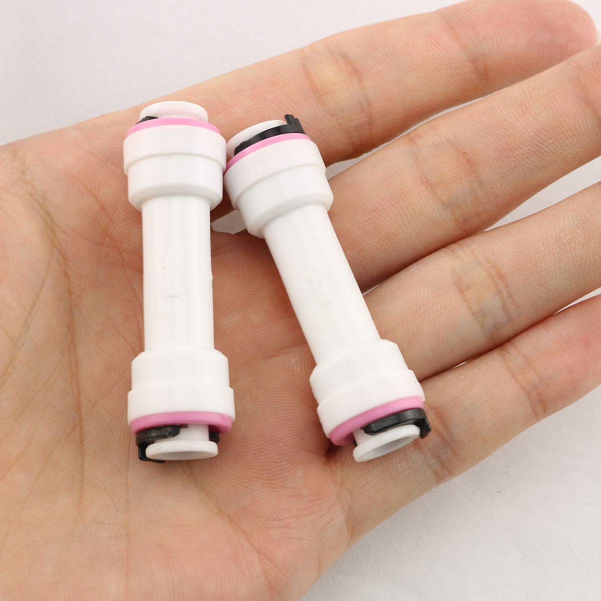 E-outstanding 2pcs 1/4" Tube Push Fit Straight Quick Connect Check Valves Reverse Osmosis Aquarium System Plastic Pipe Connector