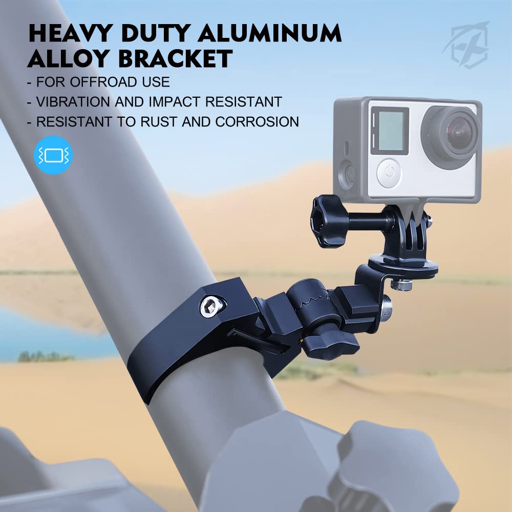 Xprite UTV C-Clamps Mounting Bracket Compatible with GoPro Fits 1.75" - 2 Inch Roll Bar Cages Mount, Heavy-Duty Aluminum Outdoor Camera Holder Brackets for Off-Road SXS RZR Can-Am Rollcage - 1 Pc