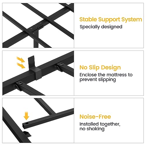 IDEALHOUSE 14 Inch Twin Bed Frame with Storage,Metal Platform Twin Bed Frame No Box Spring Needed Steel Slat Support Easy Assembly (Twin)