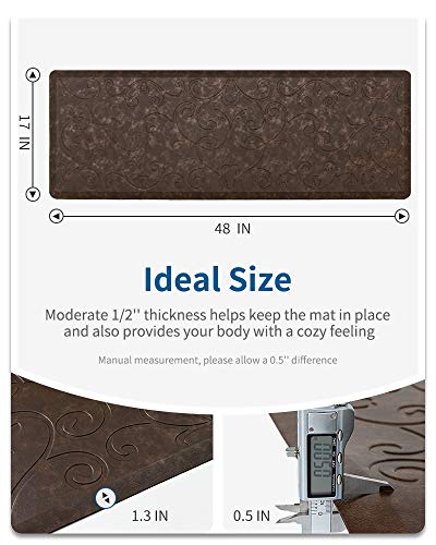 Floral Kitchen Floor Mats Cushioned Anti Fatigue for House 1/2 Inch Thick Non-Slip Kitchen Rugs and Mats Foam Standing Mat in Front of Sink, Office