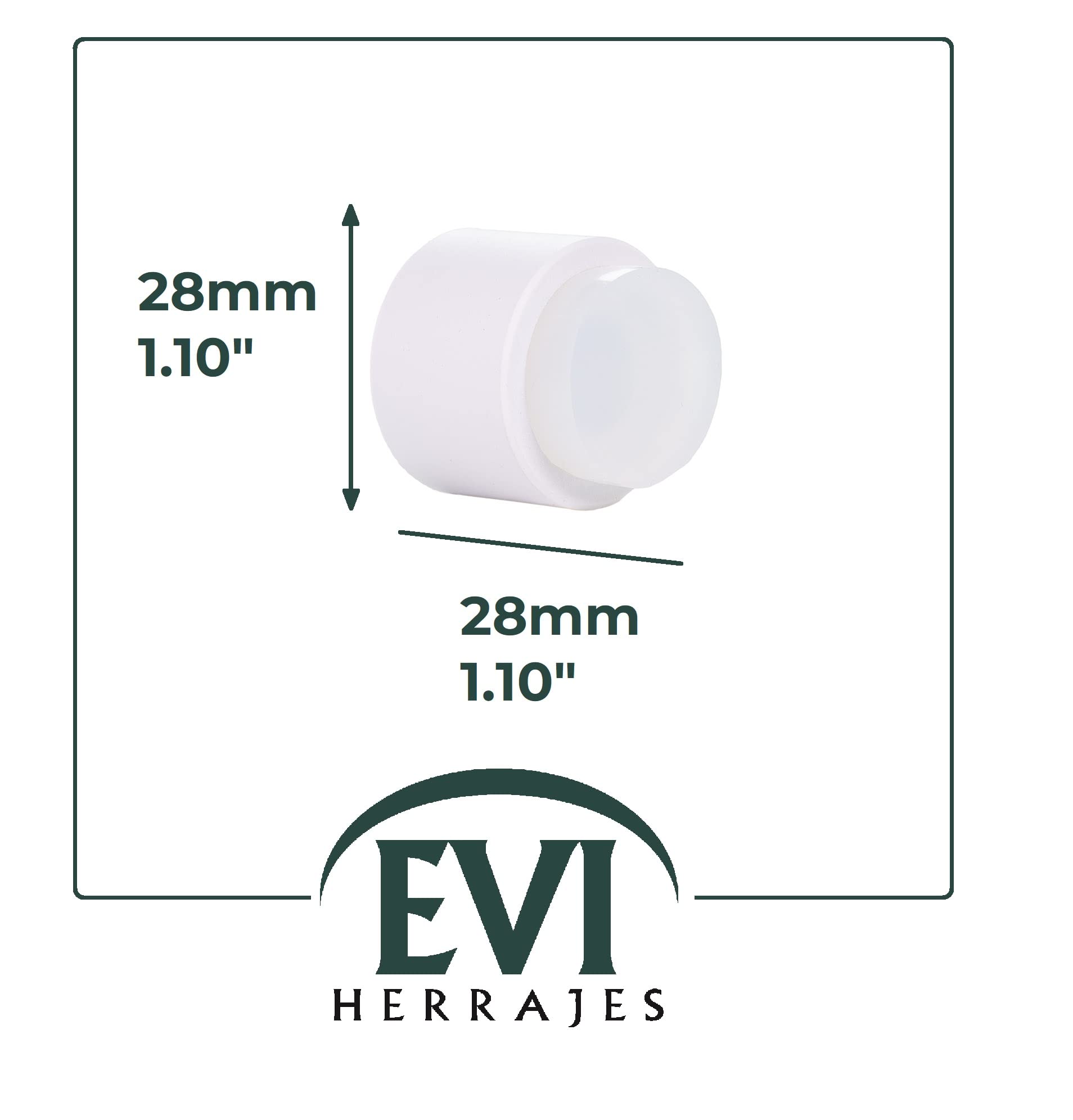 EVI | Wall Adhesive Doorstop | 1.1'' X 1.1'' | Great Adherence | 100% Functional | Mod. 198/28 (White Lacquered Stainless Steel - White Rubber)