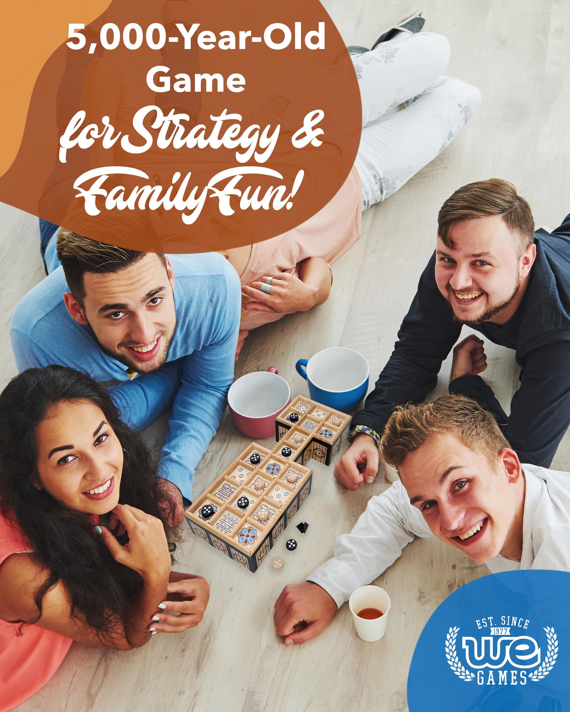 WE Games Royal Game of UR, Ancient Strategy Board Games for Adults, Solid Wood and Beautifully Designed Board with Storage Drawers, Travel Games for Adults, Table Games for 2