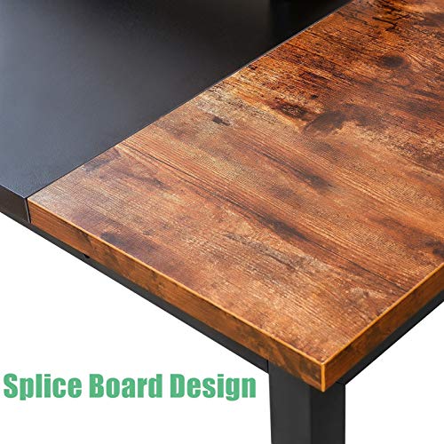 DOUBLERUI Computer Desk 47", Home Office Writing Study Laptop Table,Modern Simple Style PC Desk with Splice Board, Black and Vintage