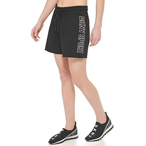DKNY Women's Sport Active Logo Short, Black, X-Large