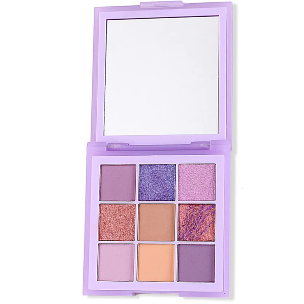 Go Ho Bronzer Purple Eyeshadow Palette,9 Colors Matte & Shimmer Eye Makeup Palette,Waterproof Cool Daily Shades Eyeshadow Palette with Prism Mirror