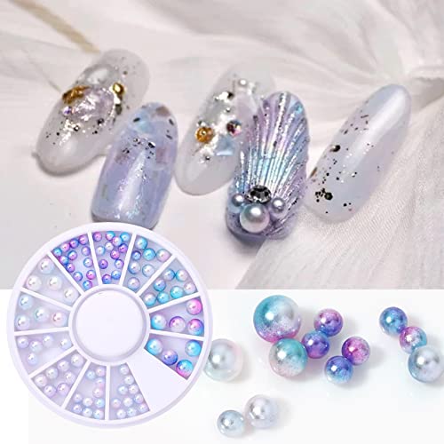 Disc 12 Grid Nail Pearl Jewelry Half Round Flat Bottom Round Mix Heteromorphic Jewelry Creative Diy Nail Accessories qVy103 (F, One Size)
