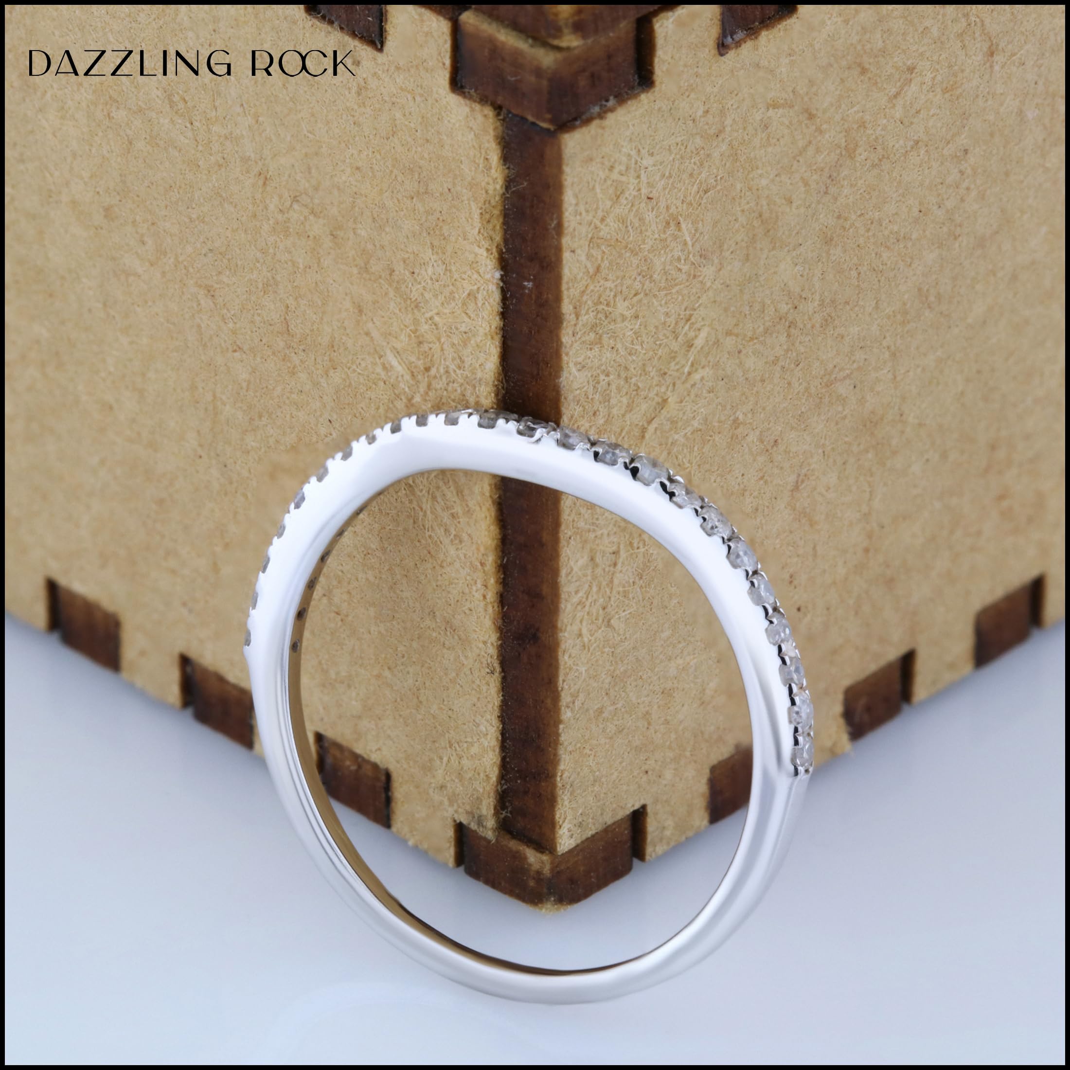 Dazzlingrock Collection 0.15 Carat (ctw) Round White Diamond Contour Wedding Ring Enhancer Guard Band for Her in 14K White Gold Size 8