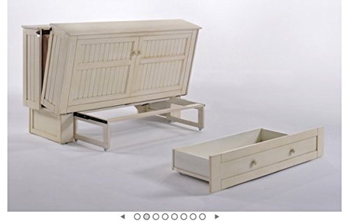 Night & Day Furniture MUR-CLV WH and MND-GMF-TRI-QEN Murphy Cabinet Bed with Mattress, Queen, White