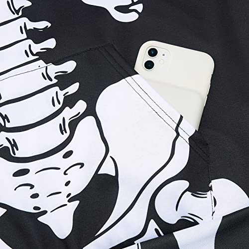 Idgreatim Men Women Halloween Skeleton Hoodie Novelty Realastic 3D Graphic Pullover Sweatshirt with Pocket Novelty Cpsplay Hoody Jacket for Dead Parades XL