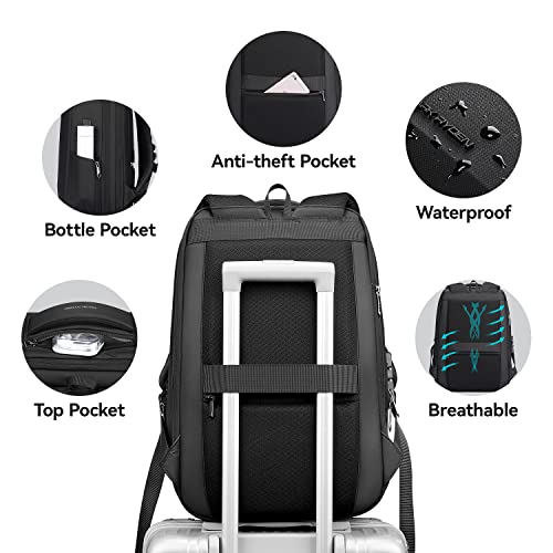 MARKETRON Anti Theft Backpack Men, 15.6 Inch Waterproof Laptop Backpack with Hard Shell Design and TSA Approved Lock, Business Backpack Ideal for Traveling, Working, Daily Life