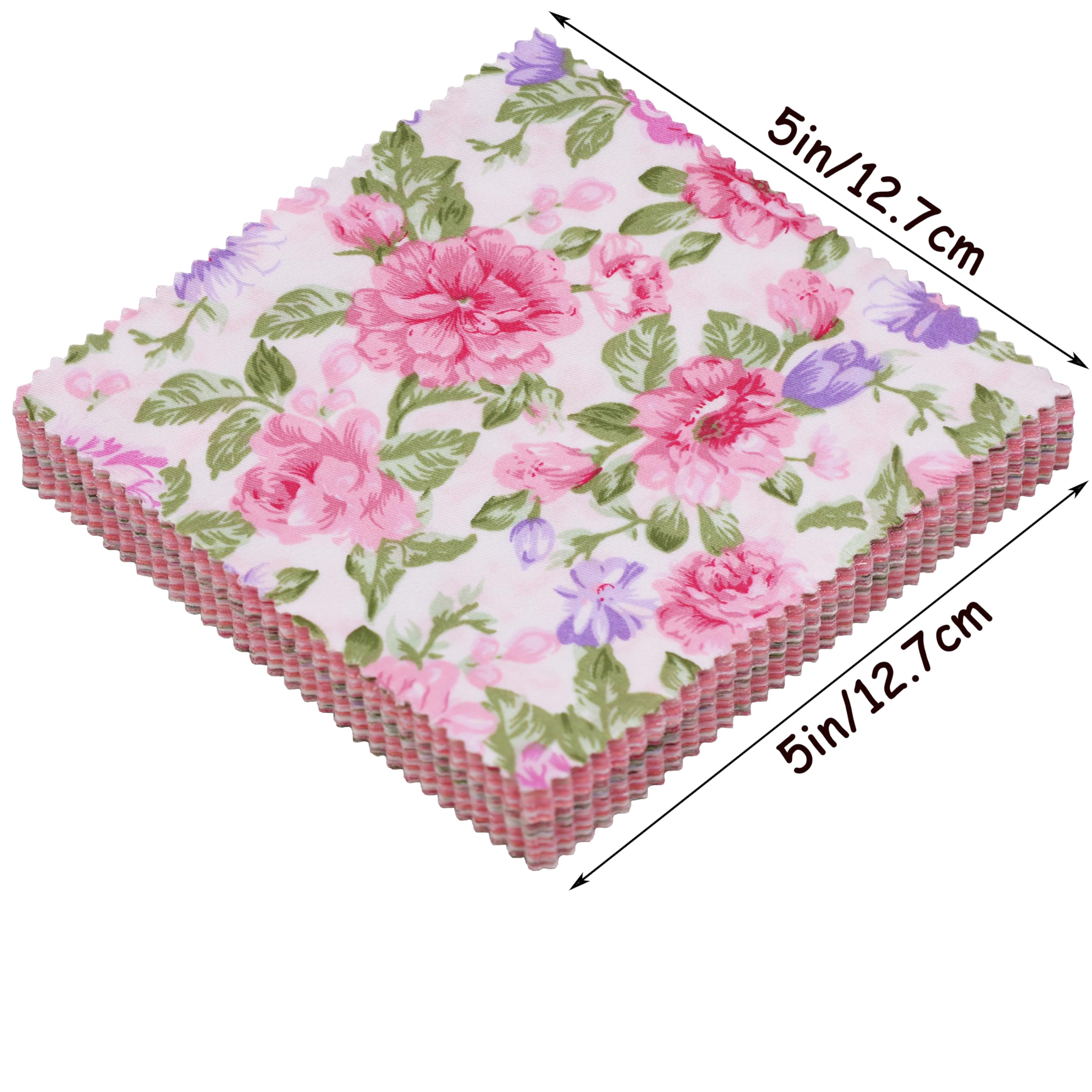 Nodsaw Pink Charm Packs for Quilting 5 inch - 5x5 Charm Squares Precut Quilting Fabric - 100% Cotton Fabric Squares for Sewing DIY Patchwork (42Pcs) 