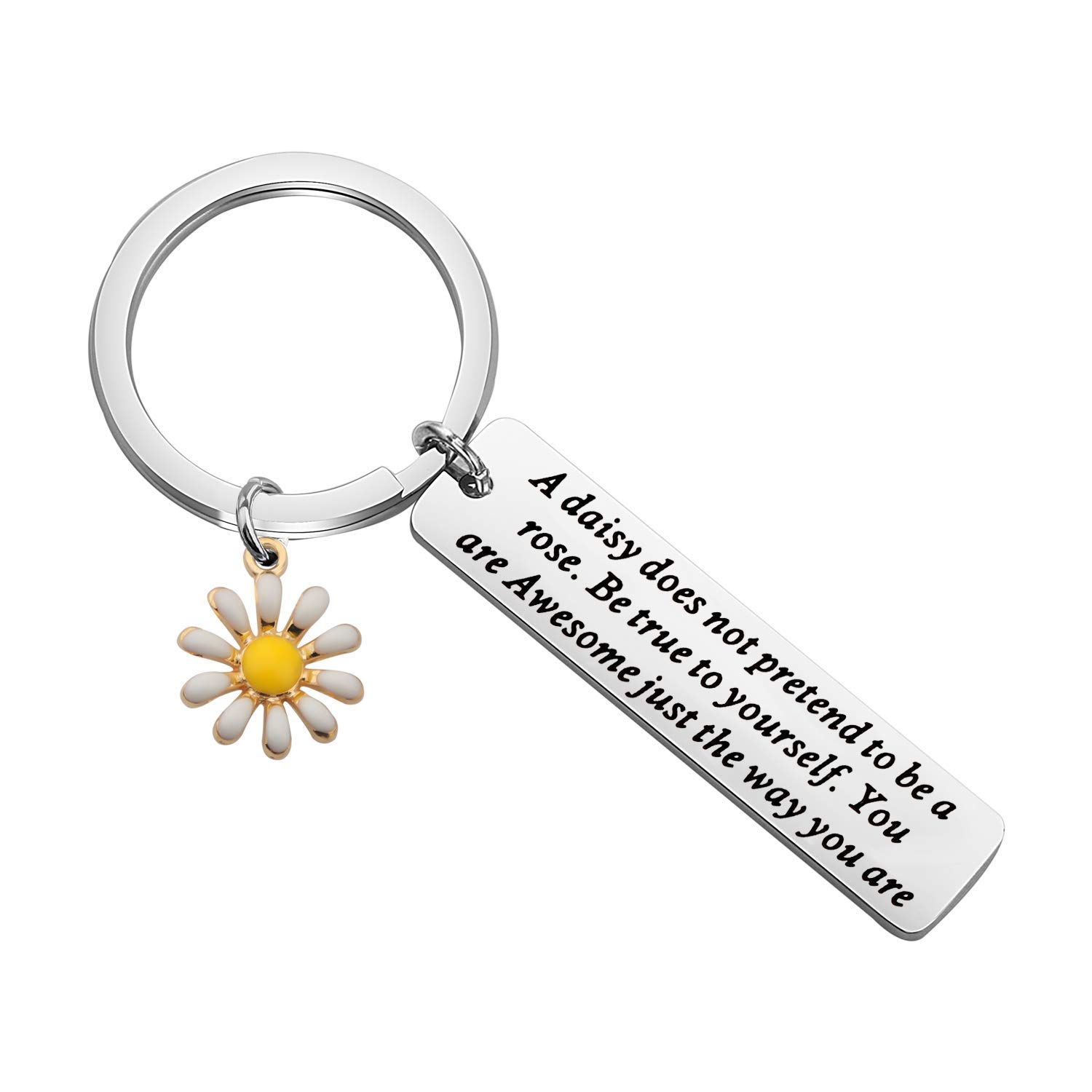 ENSIANTH Daisy Jewelry Daisy Lover Gifts Motivational Friendship Gift Flowers Jewelry A Daisy Doesn't Pretend To Be A Rose Keychain (Daisy Keychain)
