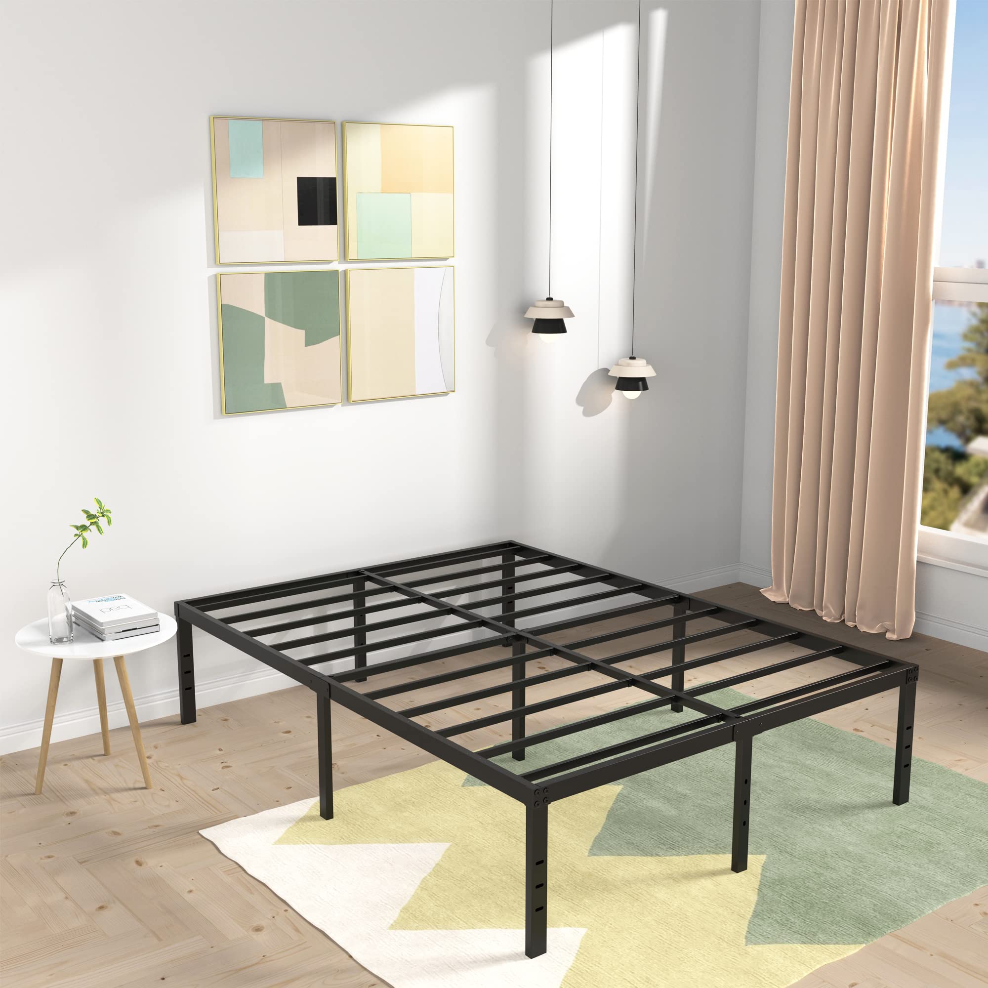 DiaOutro 16 Inch California King Bed Frames Heavy Duty Metal Platform No Box Spring Needed, Maximum Storage, Easy to Assembly, Noise Free, Black