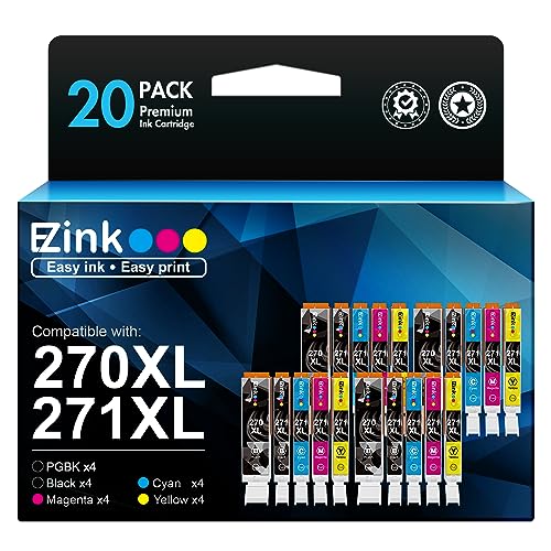 E-Z Ink (TM Compatible Ink Cartridge Replacement for Canon PGI-270XL CLI-271XL PGI270 XL CLI271 XL Compatible with MG5720 TS6020 TS9020 (4 Large Black,4 Small Black,4 Cyan,4 Magenta,4 Yellow) 20 Pack