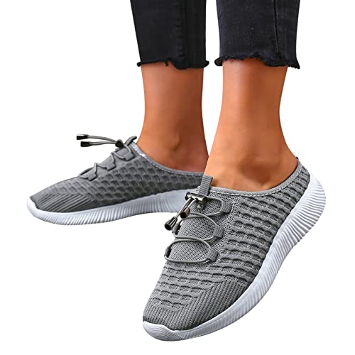 FASDNENDYS Ladies Fashion Solid Color Breathable Mesh Lightweight Flat Casual Socks with Shoes Grey