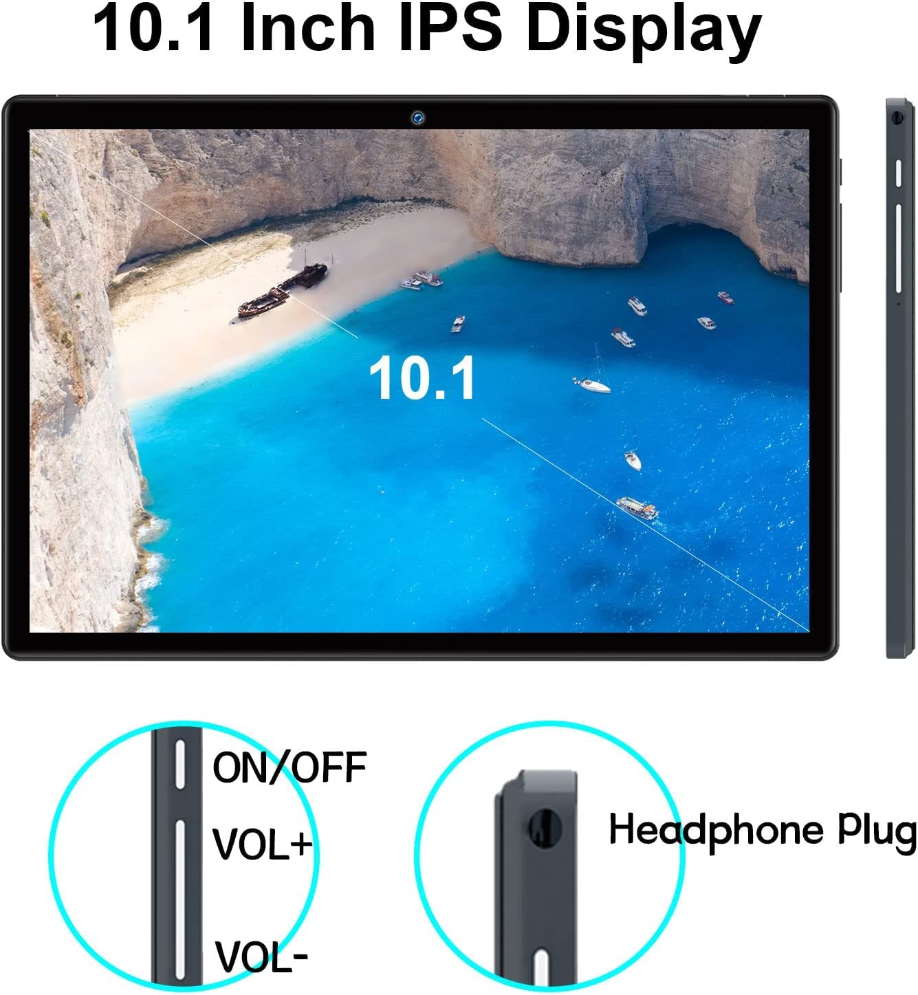 DUODUOGO Android Tablet 10 Inch Newest Quad-Core Processor, 4GB RAM 64GB ROM, 256GB Expandable, WiFi Android 11 Tablet, Dual Camera, 6000mAh, Bluetooth (Gray)