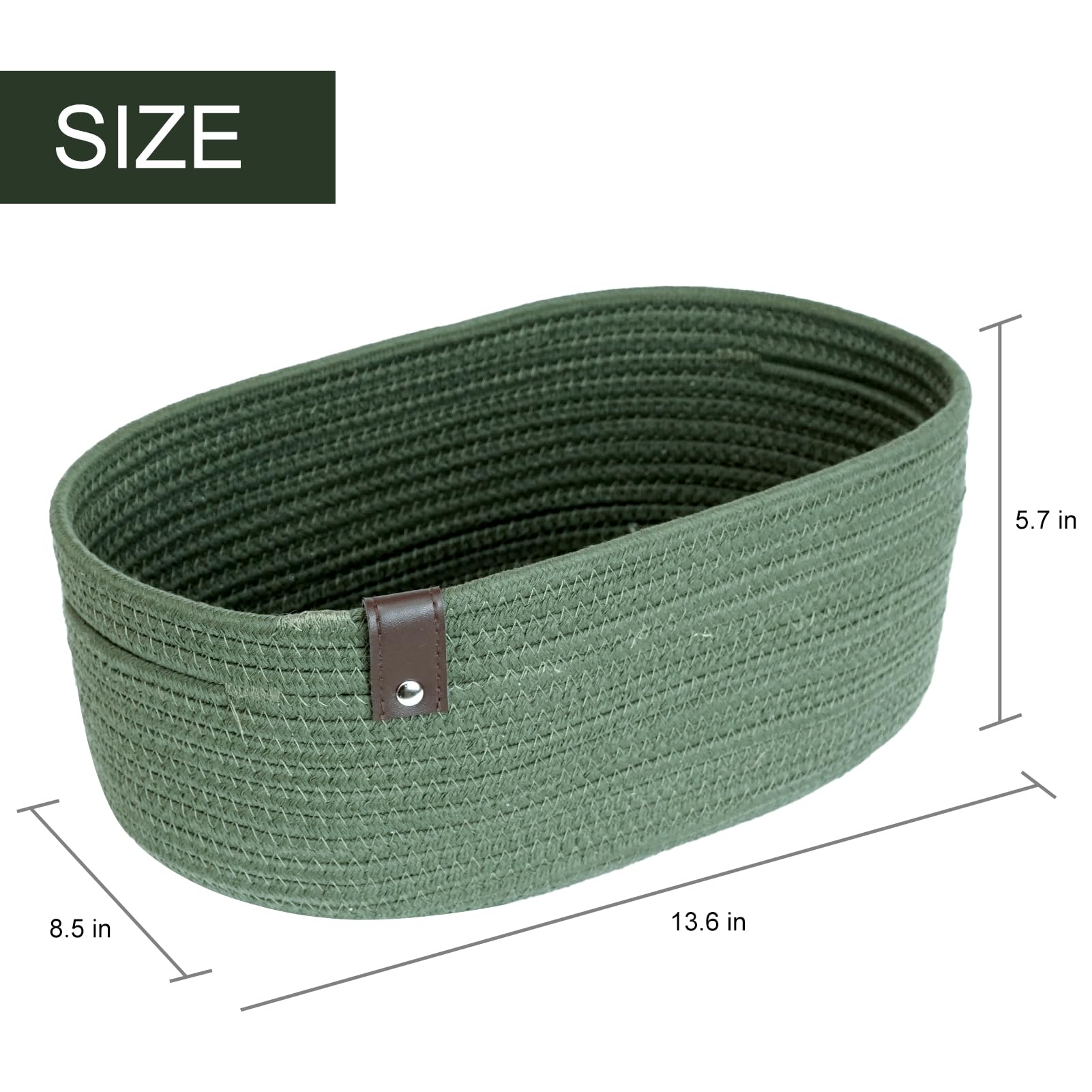 DUOER Woven Storage Basket-Small Baskets for Organizing Cotton Rope Storage Baskets for Shelves Dog Toy Basket Bin-Green (C3-001)