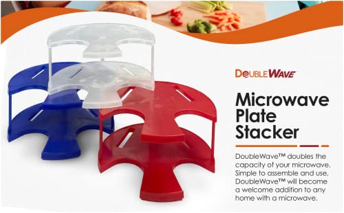DoubleWave 2-in-1, 2-Tiered Sturdy Microwave Plate Stacker and Food Display Heats Two Dinner Plates at Once. No Wilting, BPA and Melamine Free is Like Adding an Extra Shelf to Your Microwave (Neutral)