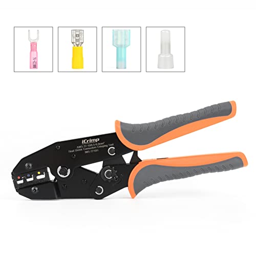 iCrimp Ratcheting Crimping Tools, Heat Shrink Connectors Crimper, AWG22-10 Wire Terminals Crimper Tool for Insulated Nylon Connectors and Electrical Wire Connectors