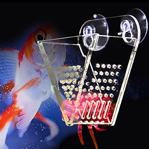 Pssopp Aquarium Cone Red Worm Feeder Fish Tank V-Shape Brine Shrimp Feeder Acrylic Fish Feeding Cup with Suction Cups and Tweezer