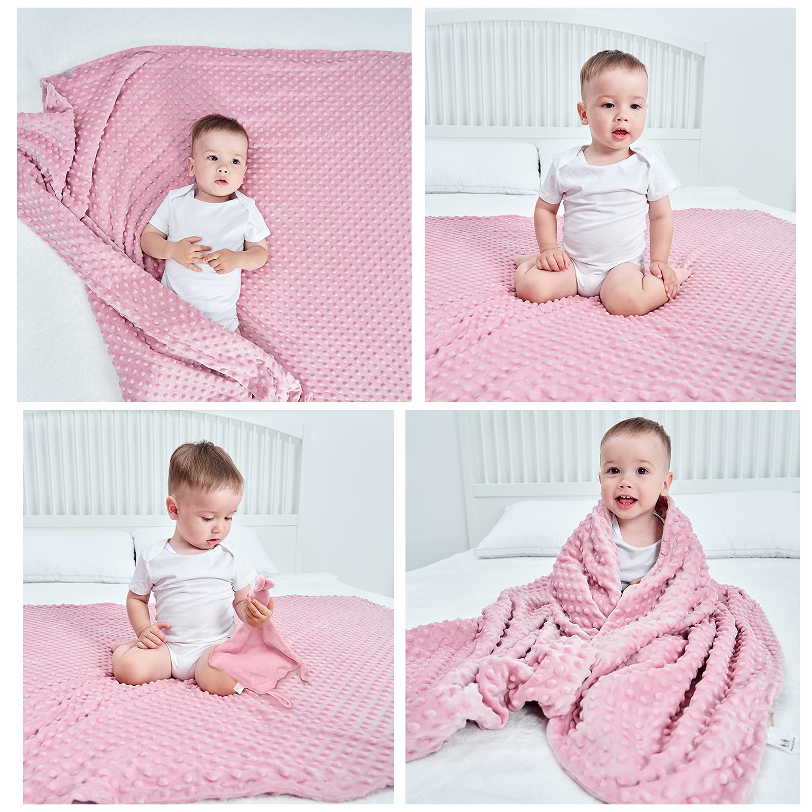 Gray Minky Blanket Ultra Thick Bed Throws Double Side Dotted Backing 30" x 40" Baby Minky Blanket Fleece Plush Baby Blanket Super Soft Minky Dot Baby Blanket for Sleeping Stroller (Grey)