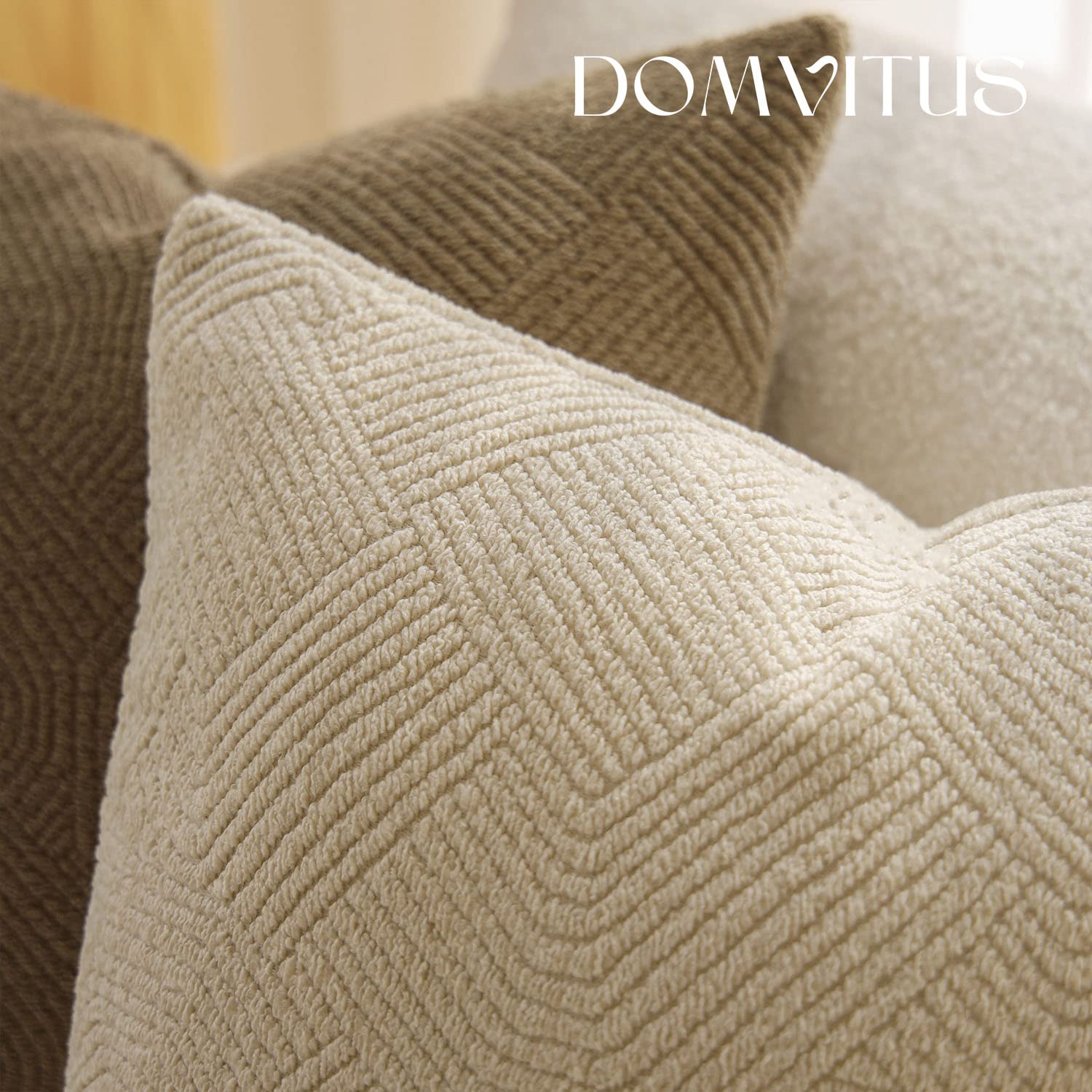 DOMVITUS 18x18 Pillow Cover Boucle Pillow Covers Set of 2 Decorative Pillows for Couch Luxury Neutral Throw Pillow Covers Bed Sofa Pillows for Living Room Soft Accent Pillows, Frosting Cream