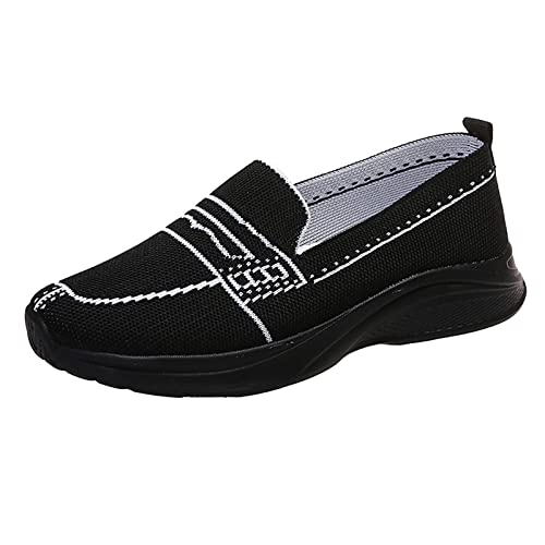 FASDNENDYS Ladies Fashion Solid Color Mesh Breathable Cover Foot Flat Casual Shoes for Womens Black