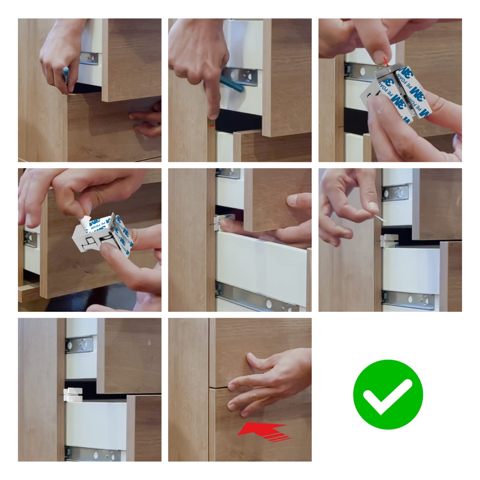 Hidden Baby Safety Lock Easy Installing Smart System for 8 Drawers or Cabinet Doors and Yachts RVs Caravans