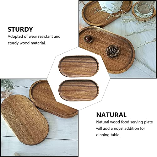 PTGVCTA 3 Pcs Oval Wood Tray for Food Holder/BBQ,Cheese, Sushi, Holiday Snacks,Wood Serving Plate,Tea Serving Tray,Cup Coaster,Flower Plant Succulent Tray, Coaster,Cake,Succulent (Acacia Wood)…