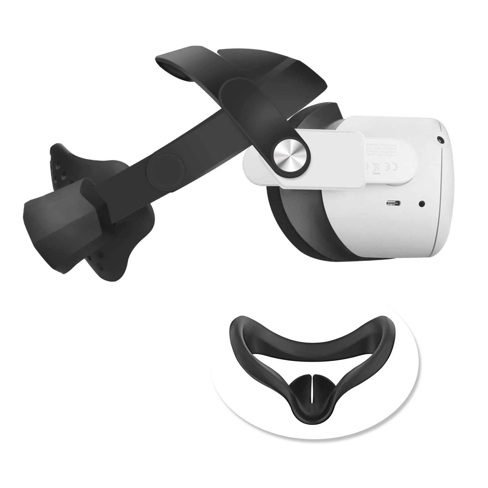 Esimen M3 Head Strap for Oculus Quest 2, Distributed Weight-Bearing to Reduce Facial Pressure,Replacement Elite Strap for Meta Quest 2 Face Cover Light Blocking, Washable VR Accessories (M3-Black)