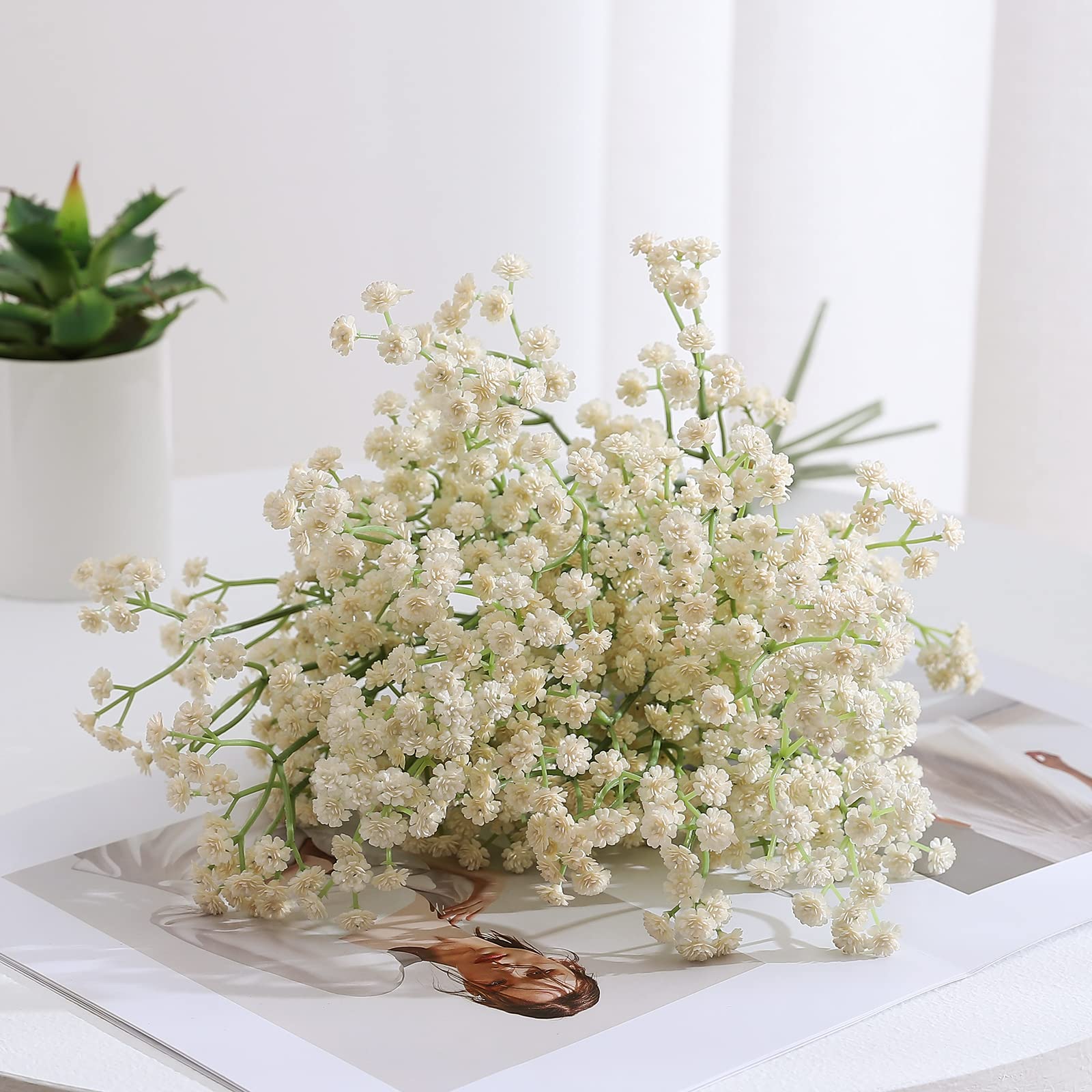 Duovlo 10pcs Babies Breath Flowers 23.6" Artificial Gypsophila Bouquets Real Touch Flowers for Wedding Home DIY Decor