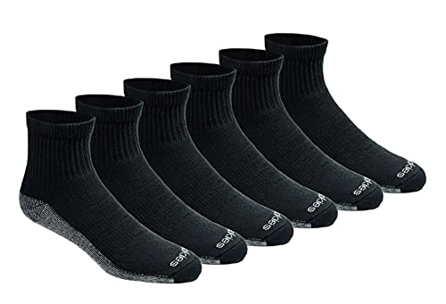 Dickies Men's Big & Tall Dri-Tech Moisture Control Quarter Socks (6, 12, 18, Black (6 Pairs), X-Large