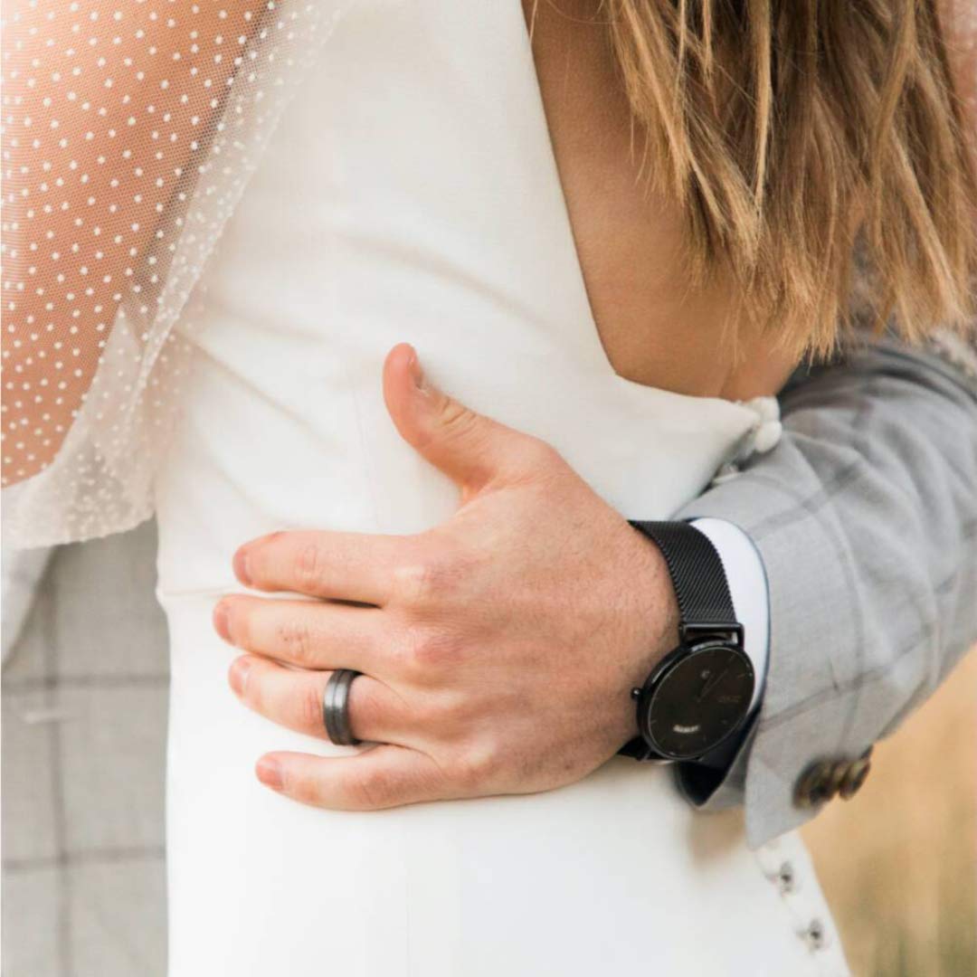 Enso Rings Classic Contour Silicone Ring β Stackable Multi Color Unisex Wedding Engagement Band β Thin Minimalist Band β 7.24mm, 1.9mm Thick (Platinum, 10)