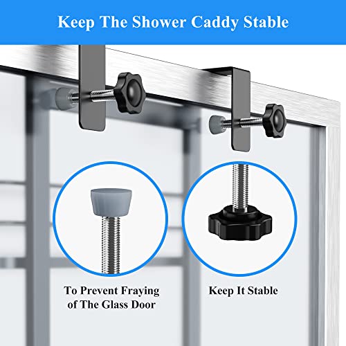 Nieifi Adjustable Over The Door Shower Caddy Organizer Shelves Rack with Hooks, Hanging Rustproof Shower Shelf Storage Basket for Inside Shower, Small Items Don’t Fall, Balck 4 Tier