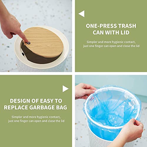 Small Trash Can with Lid for Bathroom Kitchen Office Diaper Rice seamless for fabric wrapping paper simple rice grain light print Bedroom Garbage Trash Bin Dog Proof Waste Basket Cute Decorative