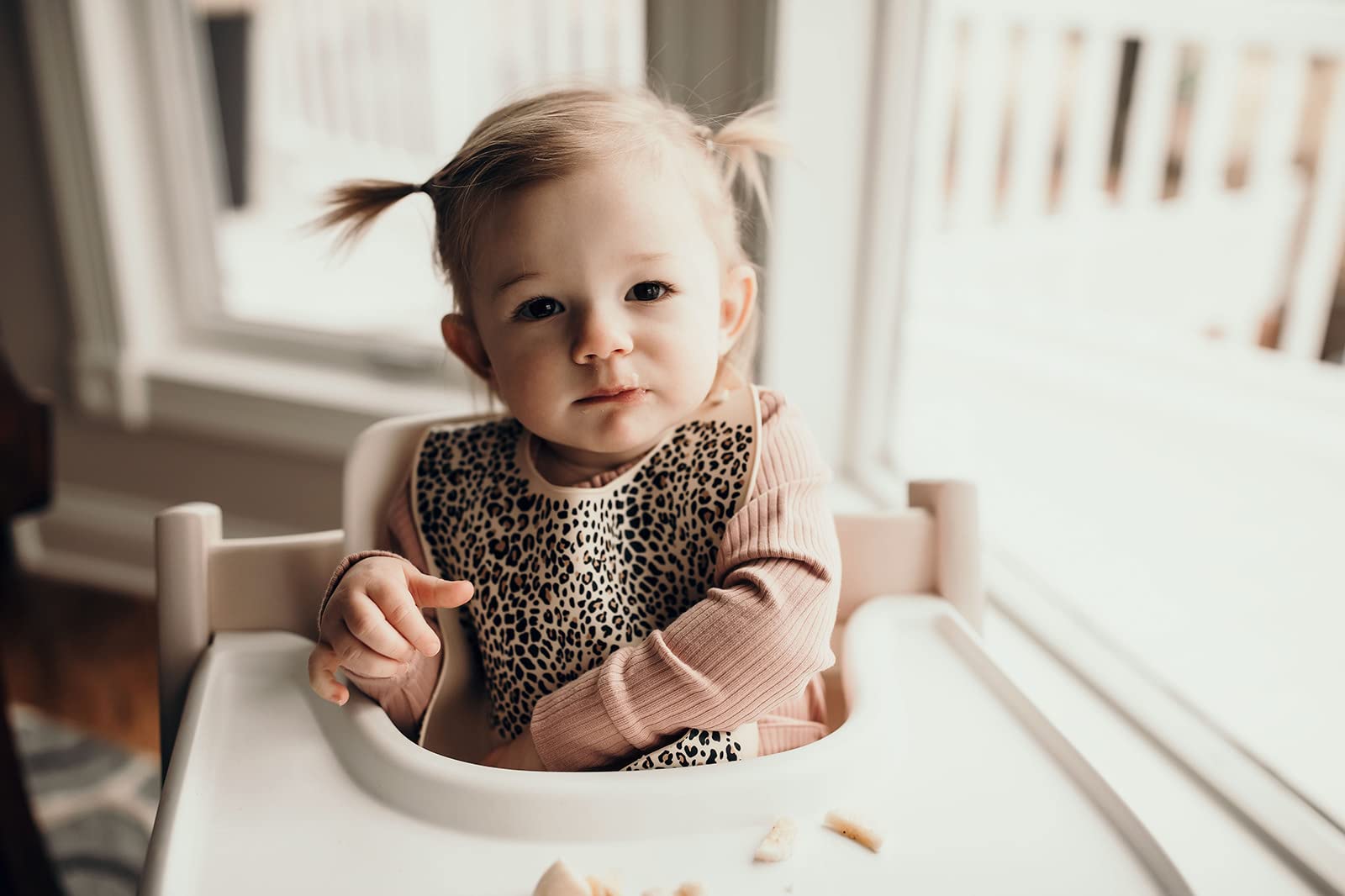 Three Little Tots Modern Silicone Baby Bib – Adjustable Fit Waterproof Catch Bibs ((Leopard)