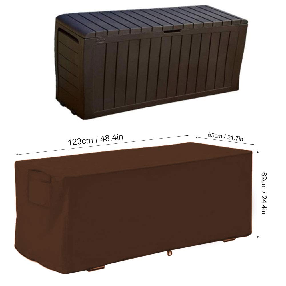 Durable UV Protection and Dust Proof Tear Resistant Outdoor Storage Box Cov Deck Box Cover, for Home for Garden Balcony Courtyard(Brown)