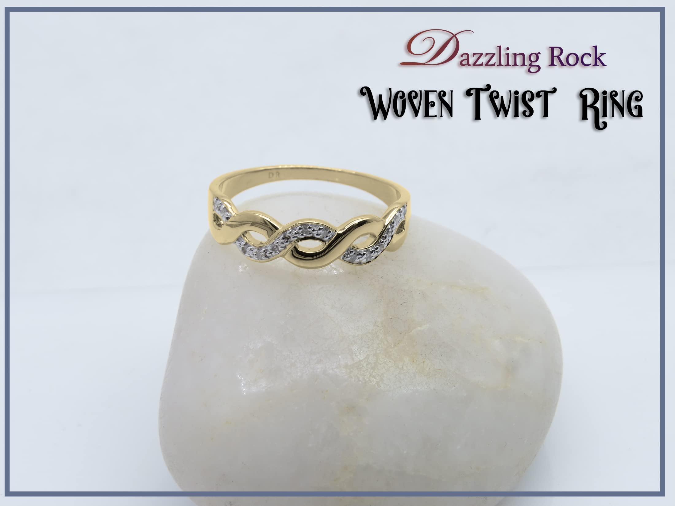 Dazzlingrock Collection 10kt Yellow Gold Women's Round Diamond Woven Twist Ring 1/12 ctw