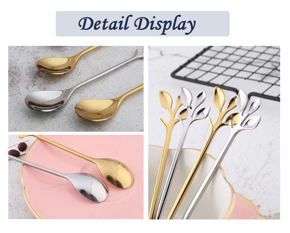 Turbokey Demitasse Espresso Spoons, 4.7 Inches Stainless Steel Mini Coffee Spoons Set of 4,Small Spoons for Dessert,Tea,Appetizer,Party Supplies (4 Spoons-Silver)