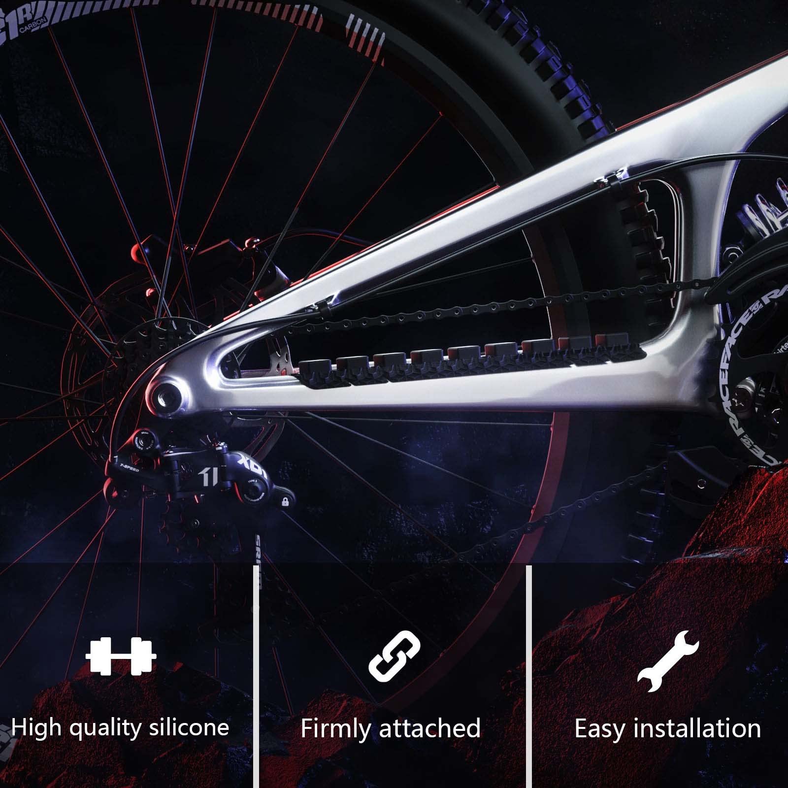 Esonto ENLEE Mountain Bike Chainstay Protector, Bicycle Chain and Frame Protection, 3D Embossed, Prevent Collision Airbag Type Cushioning Silicone Tape, Also for Road Bikes